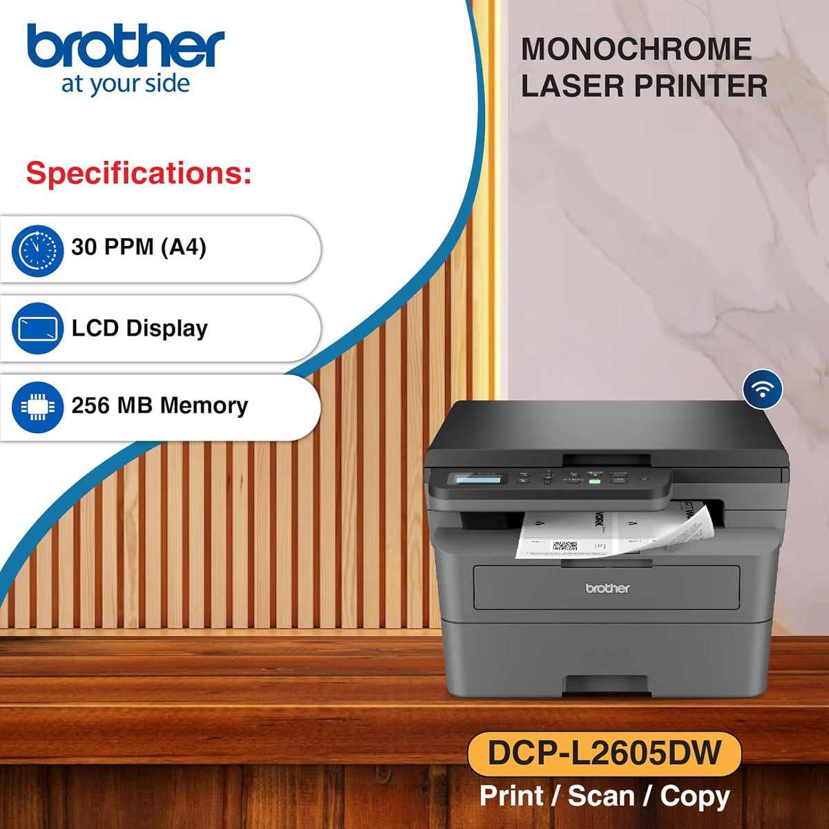 Brother DCP-L2605DW Auto Duplex Laser Printer, 30 PPM, Multifunction P ...