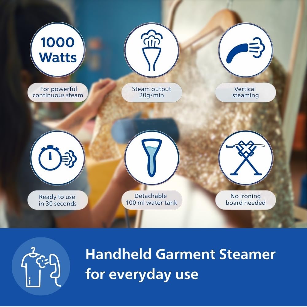 PHILIPS Handheld Garment Steamer STH3000/20 - Compact & Foldable, Conv ...