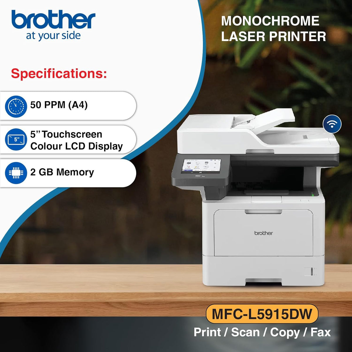 Brother MFC-L5915DW Mono Laser Printer with Duplex Printing, Fax and N ...