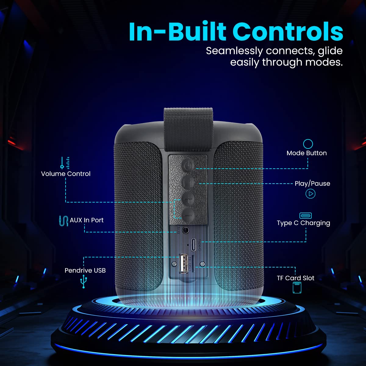 Portronics SoundDrum P 20W Portable Bluetooth Speaker with 6-7 hrs Pla ...