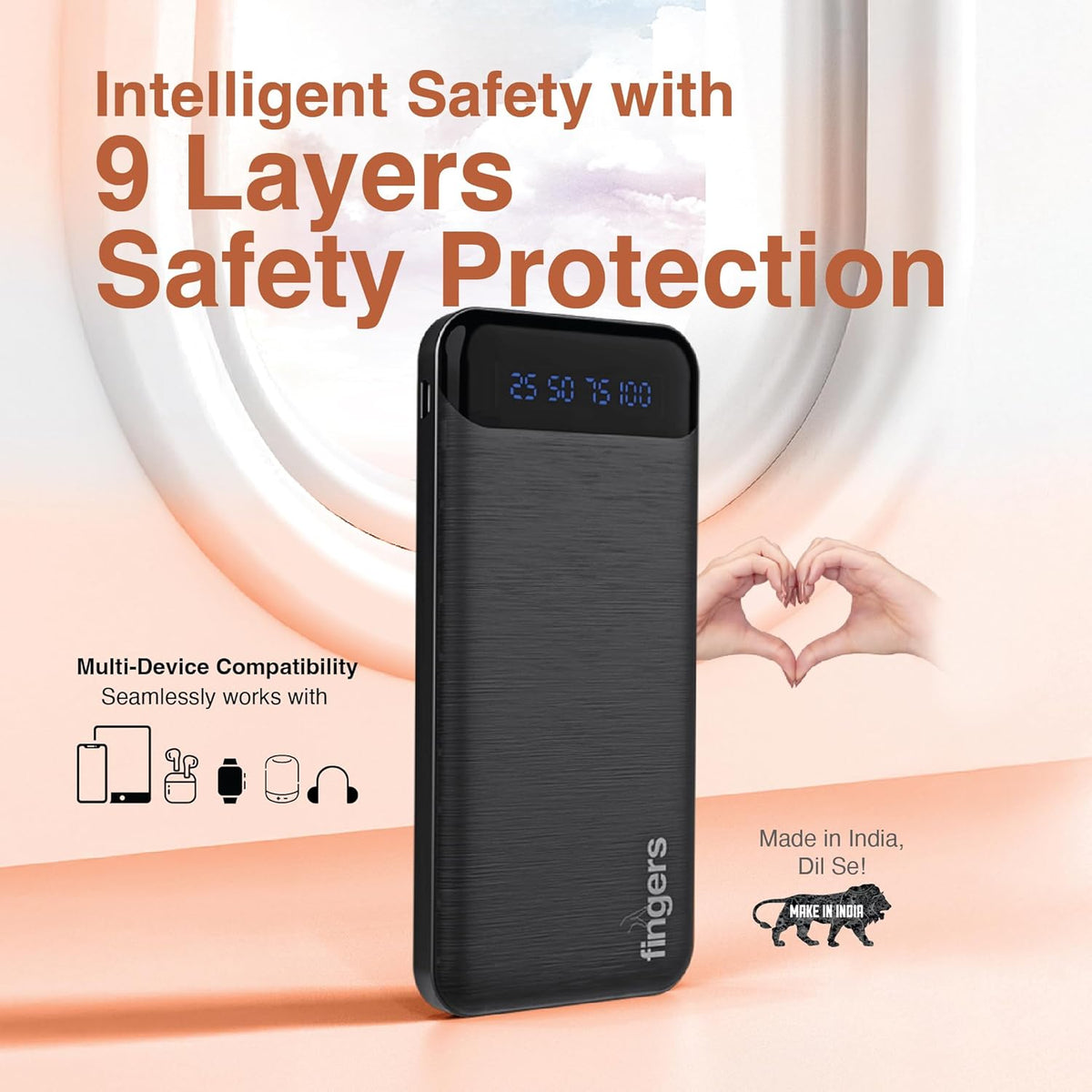 FINGERS Kickstart-P15 Power Bank (10,000 mAh Li-Polymer, Dual Output ...