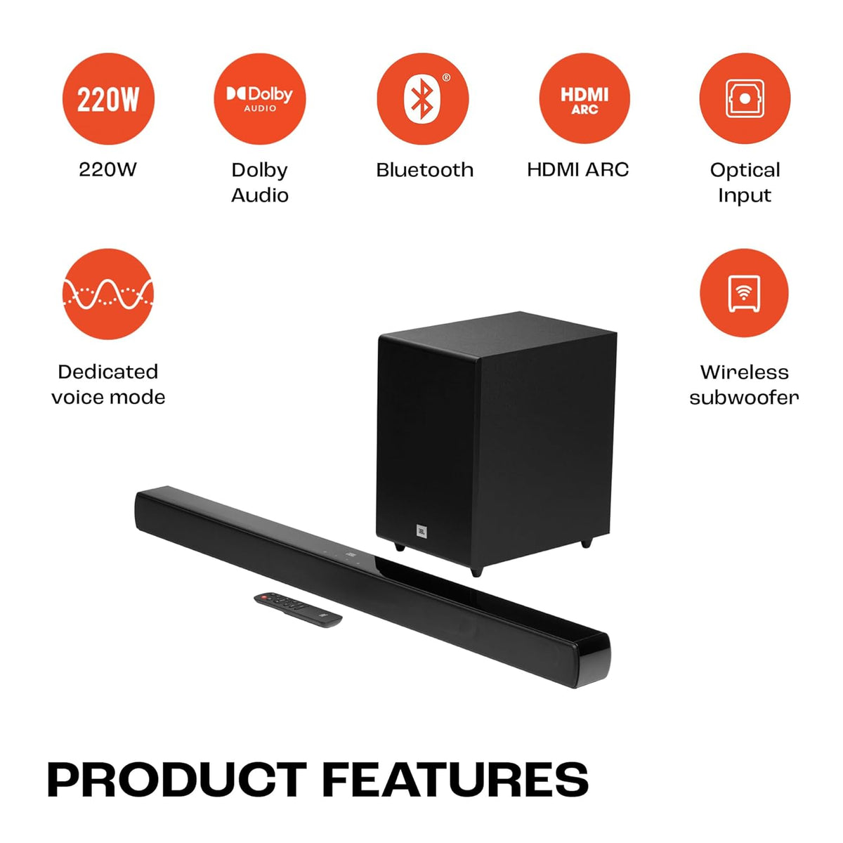 JBL Cinema SB170 Dolby Soundbar with Wireless Subwoofer, 2.1 Channel H ...