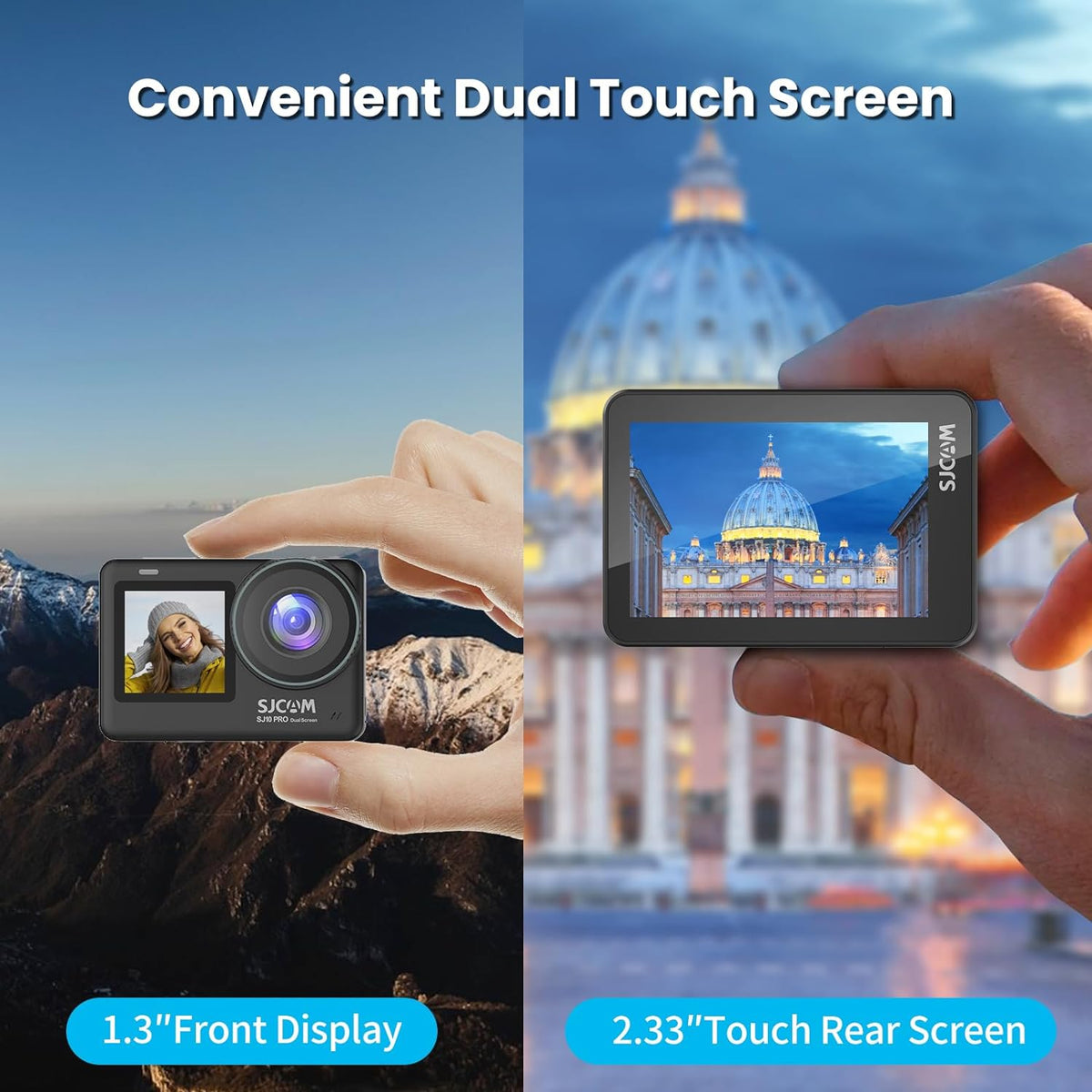 SJCAM SJ10 Pro Dual Screen 4K 7 Layer Glass Lenses Waterproof 2.33 ...