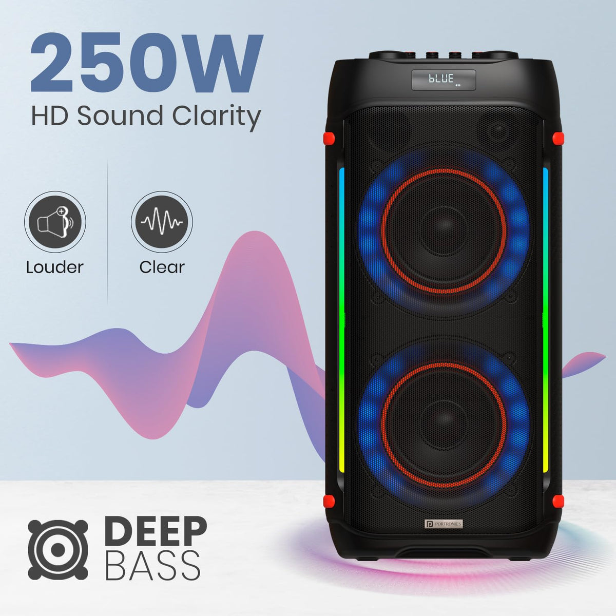 Portronics Iron Beats IV 250W Party Speaker with Dual 6" Subwoofer, Up ...